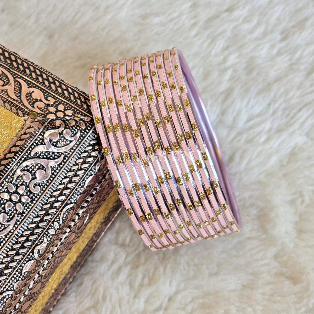 Metallic x Dot Bangles - Baby Pink – Yajnaseni
