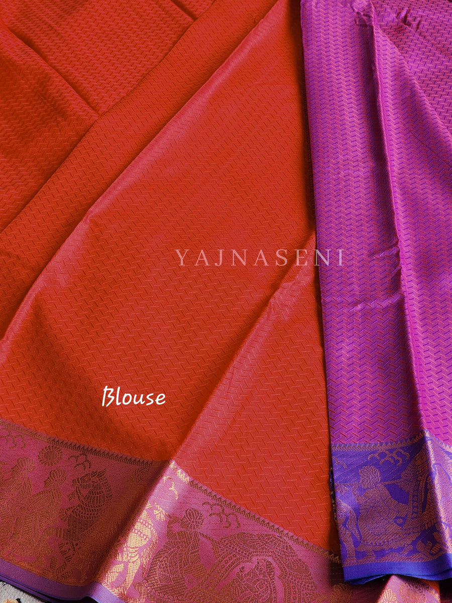 Pallakku series - Soft Semi Silk Saree : Berry x Red – Yajnaseni